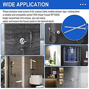 RP12630 Longer Escutcheon Trim Screws for Delta Faucet Escutcheon - Shower Escutcheon Screws for Valves Roughed-in Too Deep, Plumbing Replacement Parts for Delta Tub and Shower System (2 Pack)