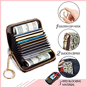 Blusabaca Goth Bat Credit Card Holder for Women, Gothic Floral Small RFID Wallet with Zipper, Card Keychain Wallet, Leather Wallet Card Case, Business Accordion Wallet Gift