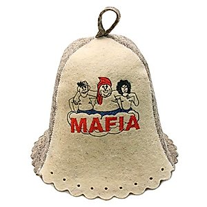 PetriStor Sauna Hat Embroidered Mafia for Man Natural Felt Made in Ukraine