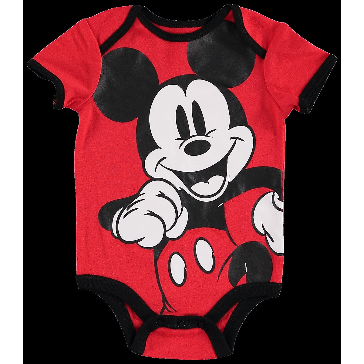 Disney Mickey Mouse Newborn Baby Boys 4 Piece Outfit Set: Bodysuit Pants Bib Hat Red/Black 3-6 Months