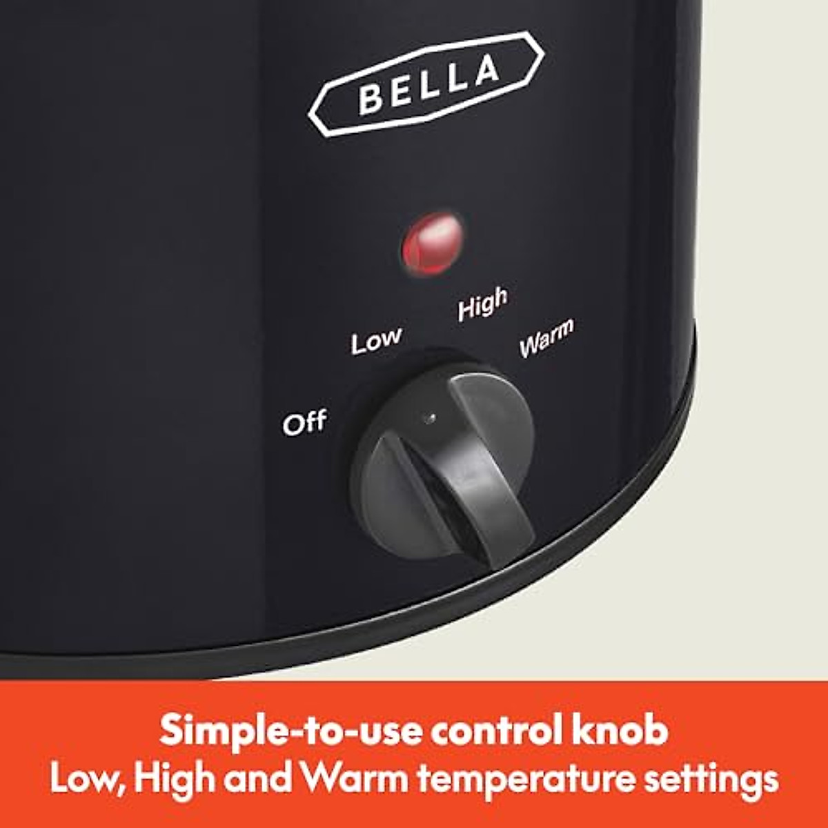 bella Electric Slow Cooker 1.5 Qt, Dishwasher Safe Removable Stoneware Pot and Glass Lid, Adjustable Temperature & Cool Touch Handles, Portable Mini Rice Cooker, Baby Food Steamer & Soup Warmer, Black