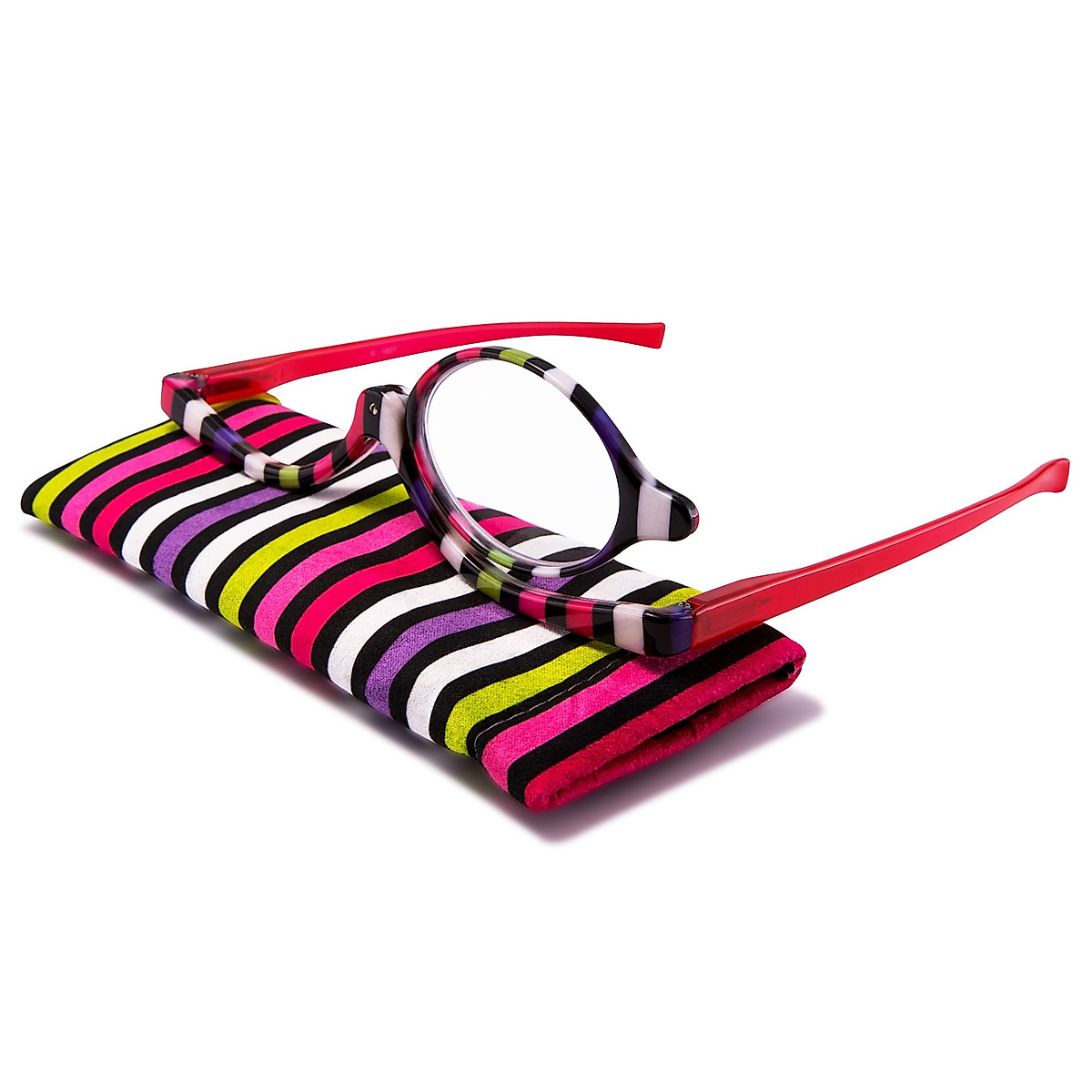 EYEGUARD Readers 2 Pack Magnifying Makeup Glasses Eye Make Up Spectacles Flip Down Lens Folding Cosmetic Womens Reading Glasses +2.50