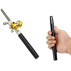 Portable Pocket Telescopic 38inch Mini Pen Shape Fishing Rod and Reel Combos, Pen Shape Folded Fishing Pole with Reel Wheel Gift, Suit for River, Lake, Reservoir, Ice Fishing and So On