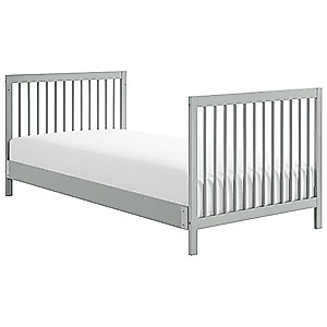 Oxford Baby Essentials Island Mini 4-in-1 Convertible Crib with Round Spindles, Gray, GreenGuard Gold Certified