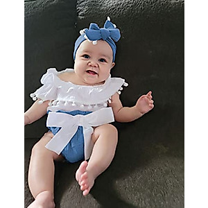 Newborn Baby Girls Clothes Floral Sleeve Romper+ Floral Short Pant 2pcs Summer Outfit 0-3 Months Blue