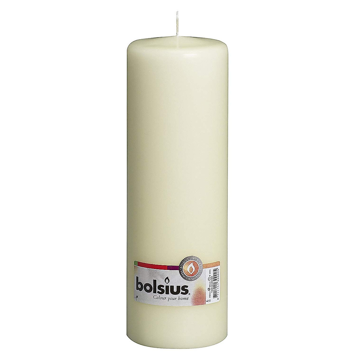 BOLSIUS Ivory Pillar Candle Large - 3 x 10 Inches - 115 Hours Burn Time - Premium European Quality - Smooth And Smokeless Flame - Relight Unscented Wedding, Dinner, Party, And Special Occasion Candle