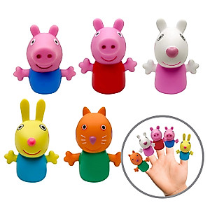 Peppa Pig Finger Puppets, 5 Pc. - Party Favors, Educational, Schools, Bath Toys, Story Time, Floating Pool Toys, Beach Toys, Finger Toys, Playtime