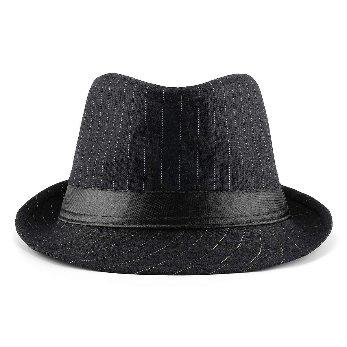 Fedora for Men Women Unisex Men's Women's Classic Manhattan Structured Gangster Trilby Fedora Hat Black