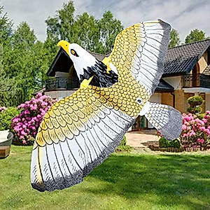 Hibye Hanging Flying Bird Luminous Eagle with Music Repellent Bird Scarer Garden Decoration Portable Household Gardening