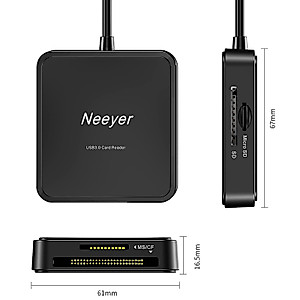 Neeyer USB C to Micro SD Card Reader Supports CF/CFI/TF, SDXC/SDHC/SD,MMC/Micro SDXC/Micro SDHC/MS, UHS-I Compatible for Galaxy S20, MacBook Pro/MacBook Air/iPad Pro