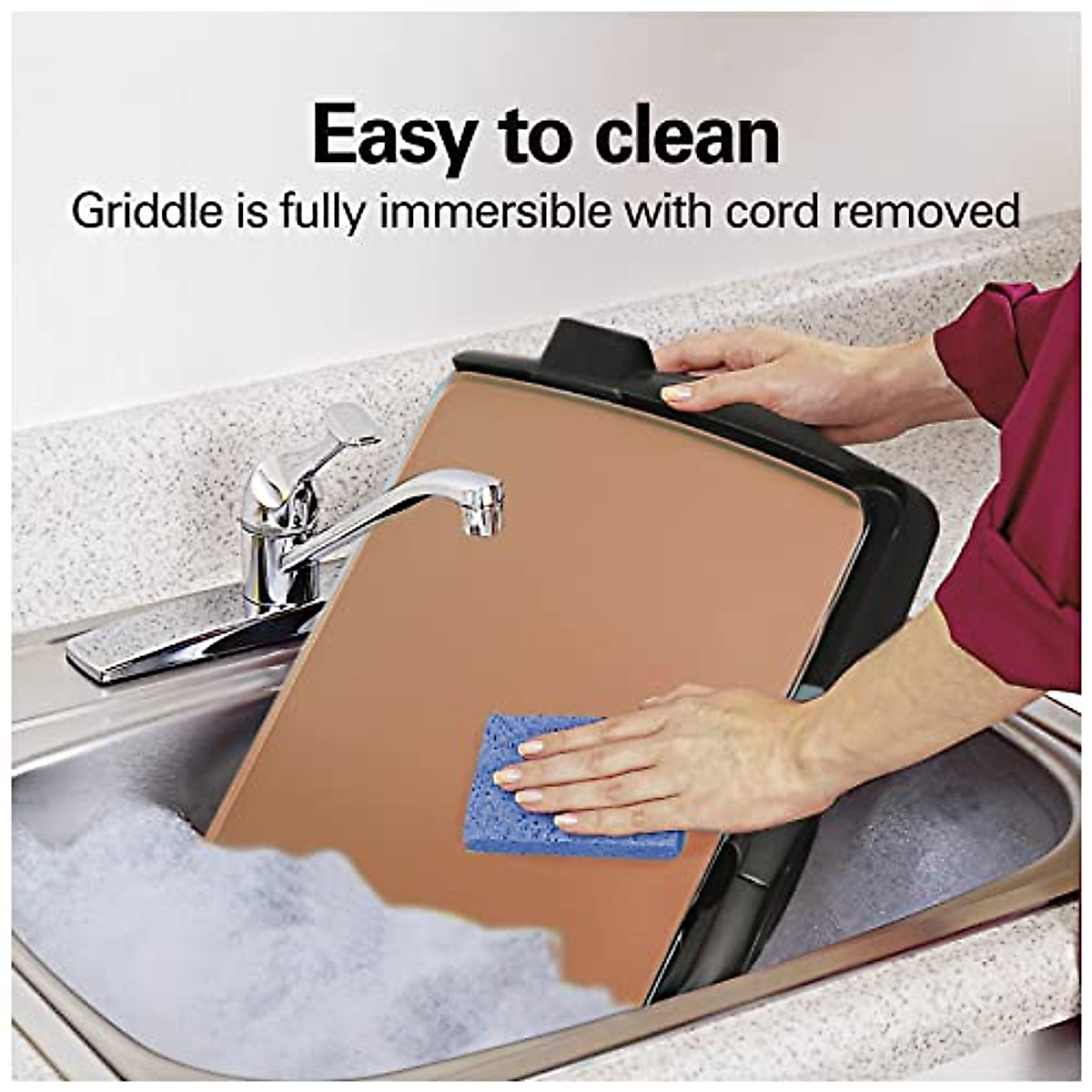 Hamilton Beach 38518R Durathon Ceramic Griddle, 200 sq. in, Black