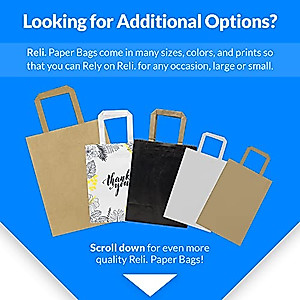 Reli. Paper Bags | 110 Pcs Bulk | 8"x4.5"x10.25" | Paper Thank You Bags | White Paper Bags with Handles, Printed | Small Thank You Gift Bags for Guests | Gifts, Wedding, Merchandise, Business