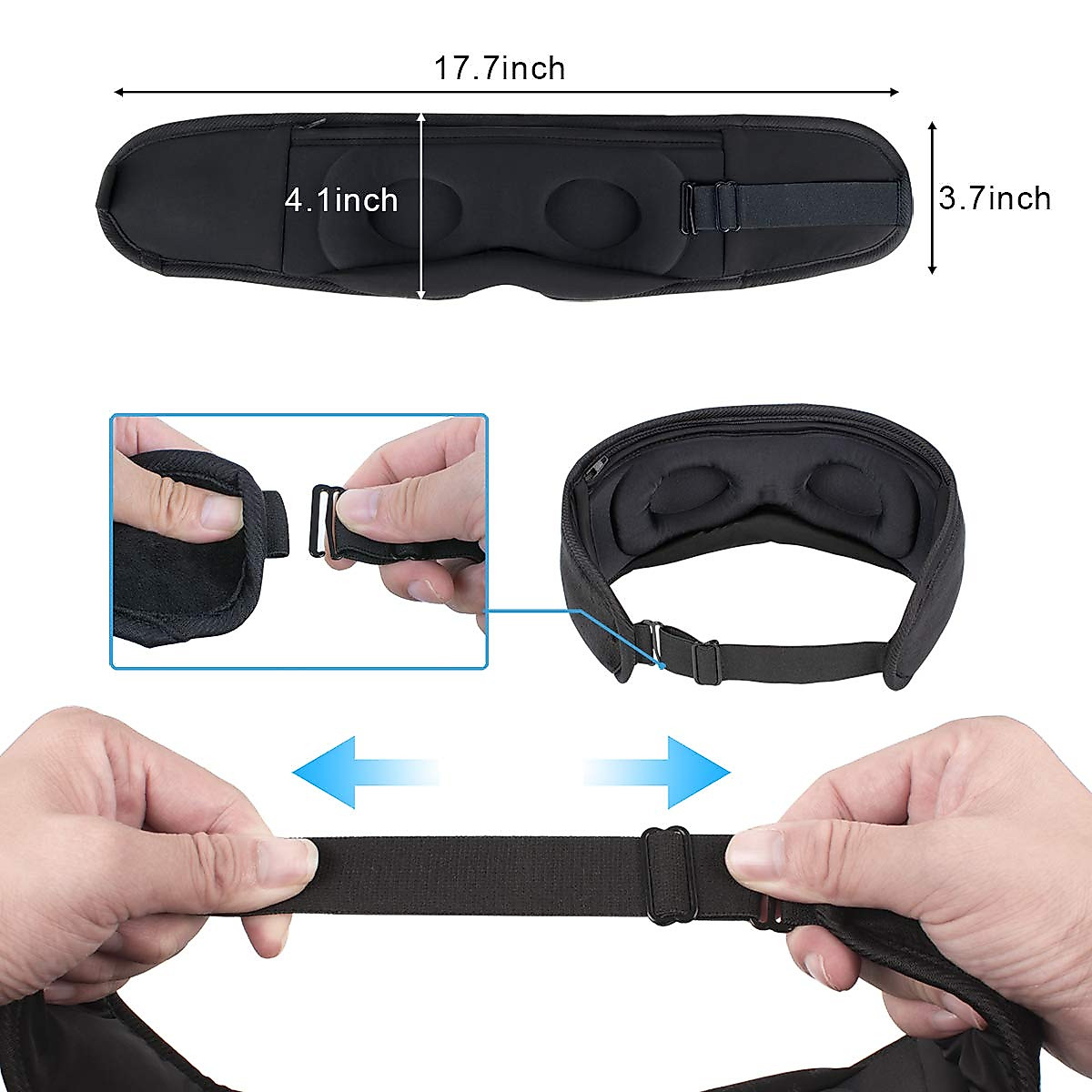 Sleep Headphones, Update Wireless 3D Eye Mask with Ultra-Thin HD Stereo Speakers for Side Sleepers, Air Travel, Meditation and Relaxation Black