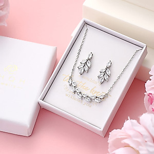 DHQH Bridesmaid Earrings Necklace Set Proposal Gifts Set for Women Leaf Pendant Necklace set of 4/6 Wedding Jewelry