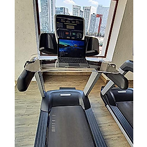 Marabuut Clear Acrylic Treadmill Laptop Computer Desk Attachment Tray Secure Stand Up Desk Workstation - Holder for Tablet, Book, Laptop, or Phone - Bumper to Avoid Slippage