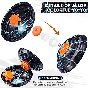 4 Pieces Yoyo Alloy Responsive Ball, Metal Yoyo String Trick Ball for Beginners, Boys, Adults Players Auto Return Technology Ball(Multi Style)