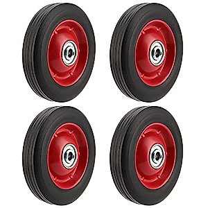 PINGEUI 4 PCS 6 Inch Solid Rubber Tire, Flat Free Solid Rubber Wheels, Hand Truck Replacement Wheels, 1/2-Inch Axle Hole, 176 lbs Max Load-Bearing Capacity