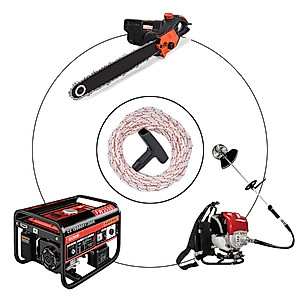 Sonku 2 Pack Recoil Starter Rope 10-Meter(Diameter:3.0mm), Pull Cord with 2 Pack Recoil Starter Handle for Husqvarna Stihl Poulan Lawn Mower Chainsaw/String Trimmer Edger Brush Cutter Engine Parts