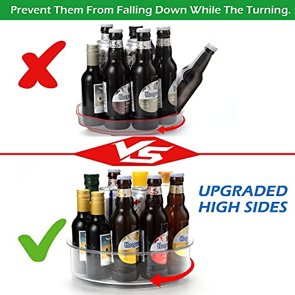 Lazy Susan Organizer for Cabinet, 12 Inch &10 Inch Clear Lazy Susan Turntable for Fridge, Pantry Organization and Storage, Kitchen Spice Rack, Bathroom, Vanity, Countertop, Under Sink and Table