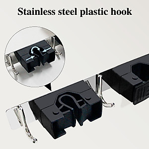 Caoliuyiyi Broom Holder Wall Mount, Stainless Steel garage organization, Non-slip broom mop holder wall mounted, Self Adhesive for Laundry Room (4 Racks and 5 Hooks)