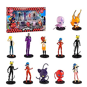 P.M.I. Miraculous Ladybug Designs Topeez | 12 Miraculous Ladybug Topeez Out of 16 Designs in 1 Pack | 6 Topeez and 2 Rare Hidden Mystery Topeez (Assortment B)