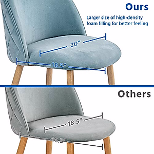 Topeakmart Dining Chairs Velvet Chair Modern Kitchen Chairs with Padded Seat, Backrest, Wooden Style Metal Legs for Dining Room, Living Room, Restaurant, Cafe, 2pcs, Aqua