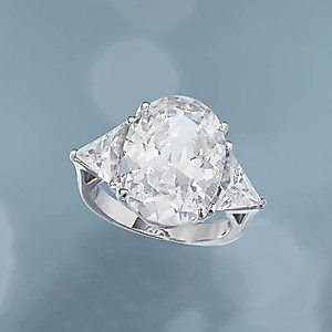 Ross-Simons 10.00 ct. t.w. Oval and Trillion-Cut CZ Ring in Sterling Silver. Size 7