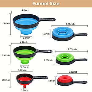 Funnels for Kitchen Use Set of 3, Dokpod Collapsible Funnels for Filling Bottles, Wide Mouth Canning Funnel, Small Medium Large Funnel Set for Filling Solid Particles, Powder and Liquid, Funnel