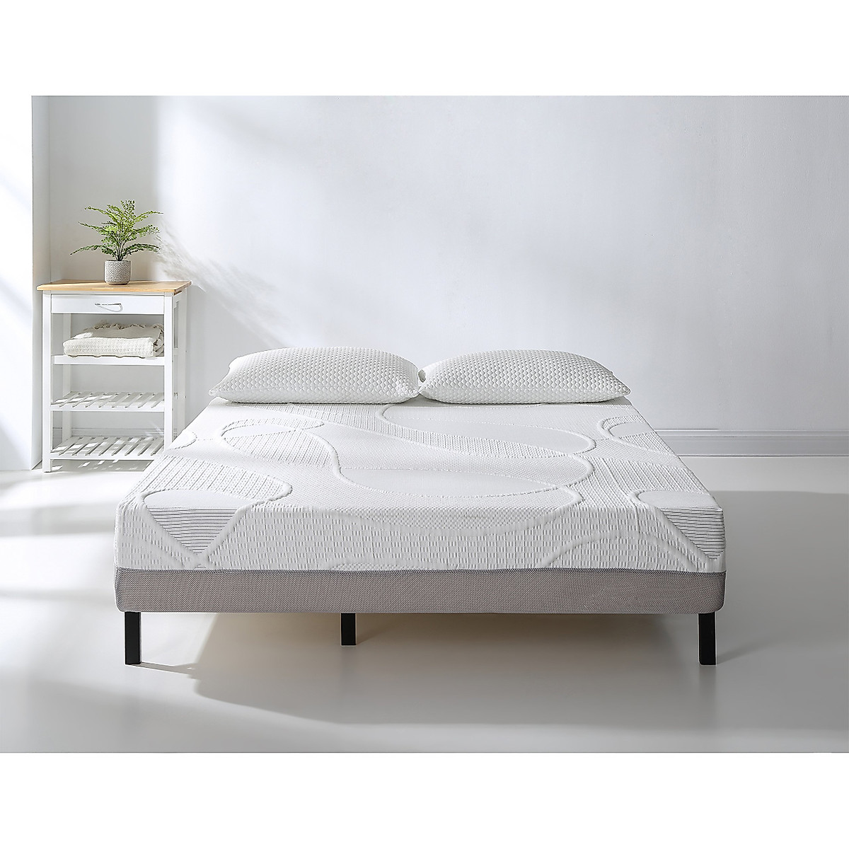 AC Pacific HERBACOAL Collection 12" Medium Firmness Green Tea Infused Memory Foam Mattress Made In USA, Queen, White