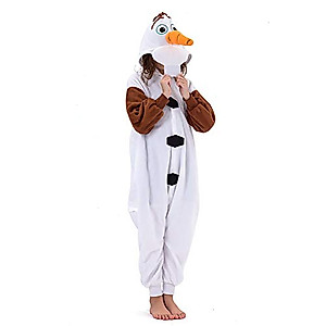 Beauty Shine Adult Unisex Olaf Cartoon Onesie Pajamas Cosplay Halloween Christmas Sleepwear Jumpsuit Costume (4T, Olaf)