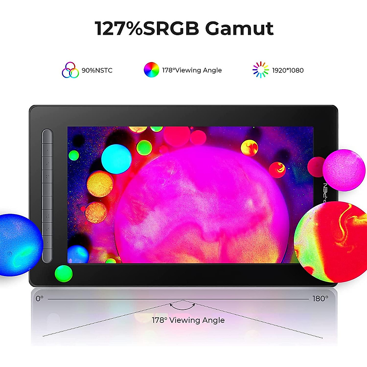 Drawing Tablet with Screen - XP-PEN Artist 2nd Pen Display Computer Graphics Tablet with Battery-Free X3 Stylus (15.4 inch, Black)