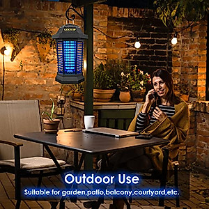 GOOTOP Bug Zapper Outdoor Electric, Mosquito Zapper, Fly Traps, Fly Zapper, Mosquito Killer, 3 Prong Plug, 90-130V, ABS Plastic Outer (Black)