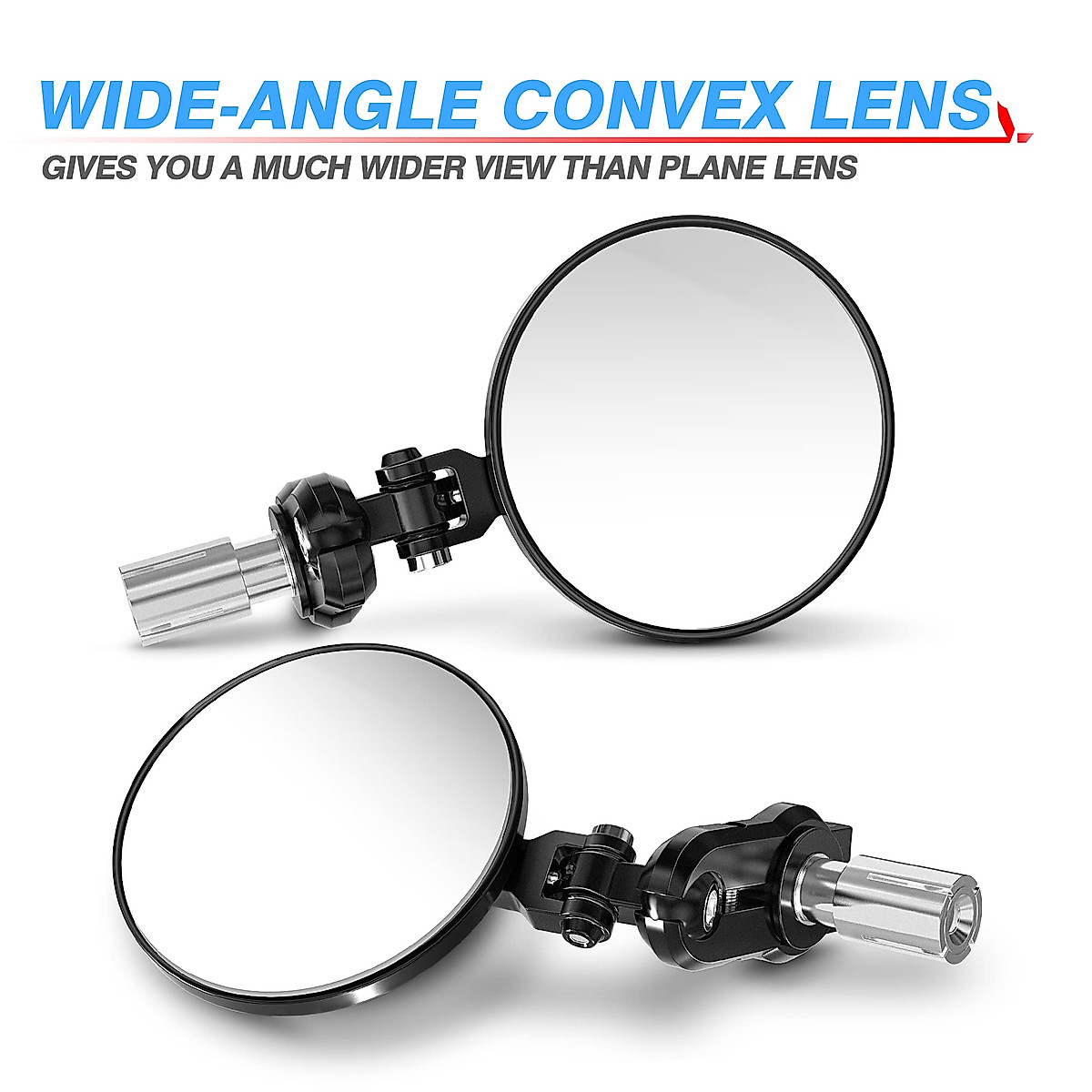 MICTUNING Universal Motorcycle Mirrors - 3 Inch Round Folding Bar End Side Mirror Compatible with Honda, Scooter, Suzuki, Yamaha, Kawasaki, Victory and More