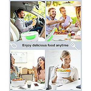 AUTOPkio Electric Lunch Box for Car and Home, 12V 24V 110V Lunchbox Food Heater with 1.5L Removable Stainless Steel Container for Work Office Truck Driver (Green)