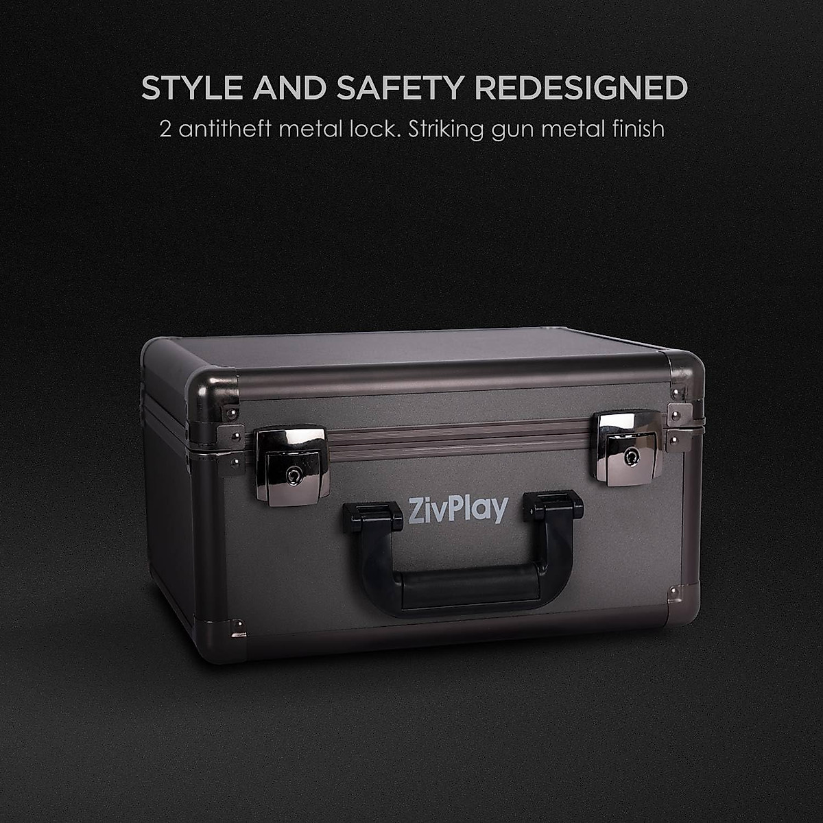 ZivPlay Graded Card Case 108 PSA Slab Capacity Graded Card Storage Box with Anti Theft Metal Locks Fits PSA BGS SGC HGA GMA CSG Trading Sports Cards Gunmetal Grey Color