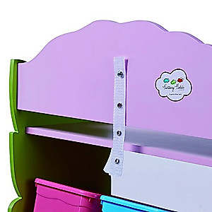 Fantasy Fields - Magic Garden Kids Wooden Furniture, Toy Organizer with 6 Removable Bins and Extra Storage, Combo Shelf, Pink