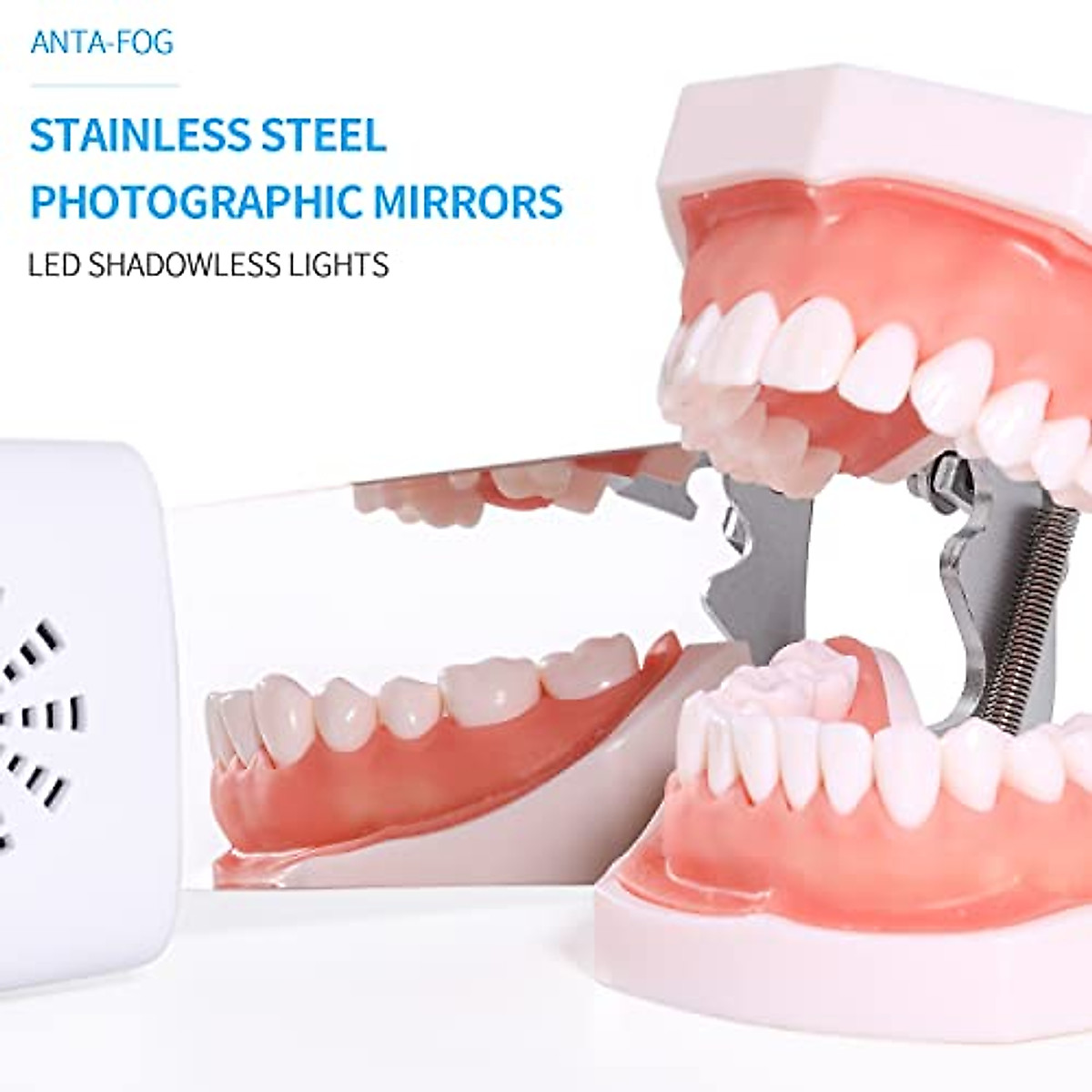 Dental Photography Mirrors Fog-Free - Dental Orthodontics Mirror Reflector Intra-oral Teeth Inspection LED Mirror Wireless Charger & Fan with 4 Interchangeable Mirrors