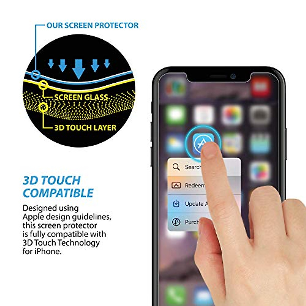 [4 Pack] Screen Protector for iPhone X, XS, 11 Pro, Beam Electronics Tempered Glass - 99% Touch Accurate with Easy Installation Tray and Accessories