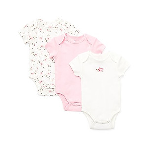 Little Me Baby-Girls Newborn Rose 3 Pack Bodysuit, Pink Floral, 3 Months