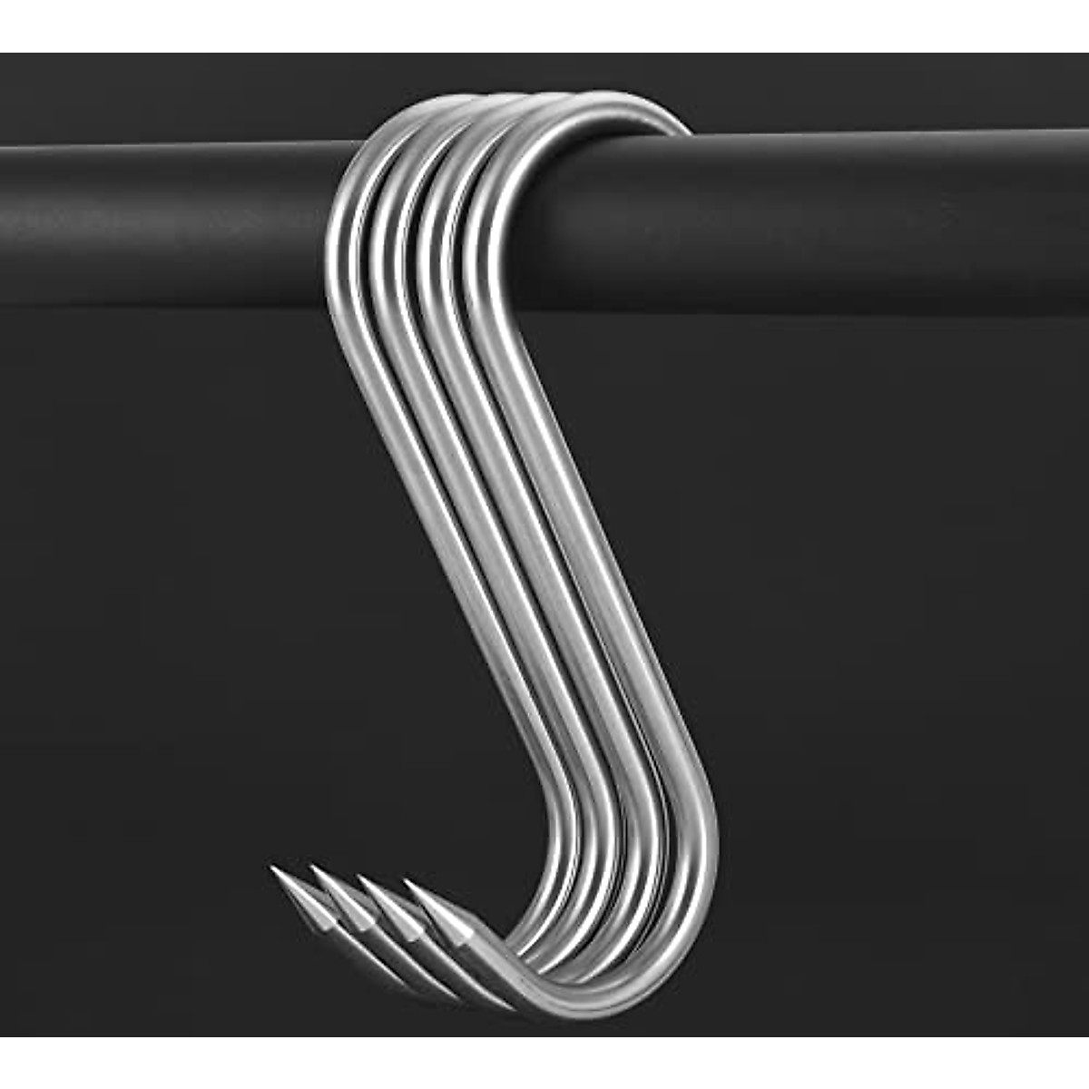 HONSHEN 8 Inch Meat Hook,8mm Heavy Duty S-Hooks Stainless Steel Meat Processing Butcher Hook (Meat Hooks 8inch8mm4p)