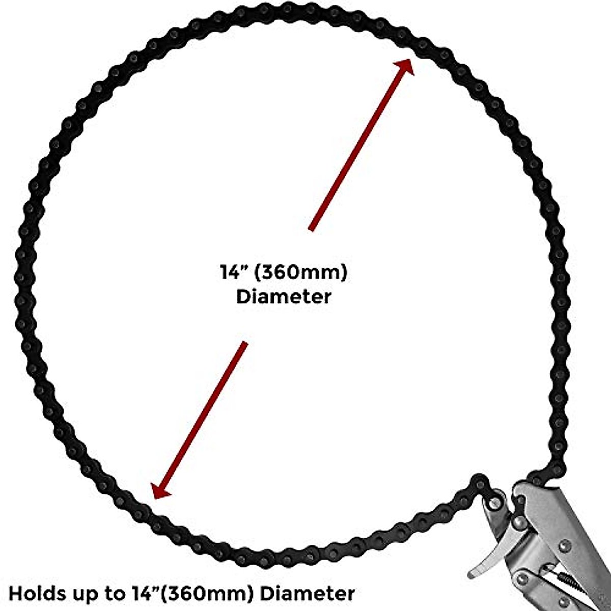 Locking Chain Pliers, Removable 48″ Chain, Holds Up To 14" Diameter Pipes, Unique Easy Open Crank Handle, Quick Release Trigger, PFC1048, Strong Hand Tools