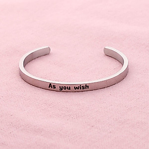 LQRI The Princess Inspired Bracelet As You Wish Cuff Bangle Princess Inspired Quote Gift for Women (B-As you wish)