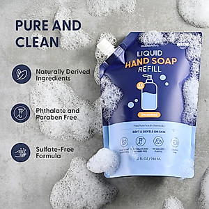 MaisoNovo - Liquid Hand Soap - Liquid Hand Soap Refill - Made in USA - Gentle & Natural - Non Toxic - Good for All Skin Types - Unscented Handsoap Refill - Pouch 32 oz