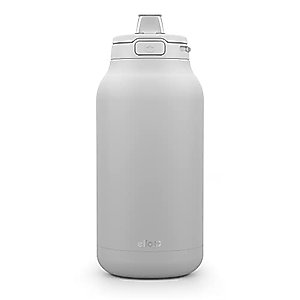 Ello Hydra 64oz Half Gallon Vacuum Insulated Stainless Steel Jug with Locking, Leak-Proof Lid and Soft Silicone Straw, Metal Reusable Water Bottle, Keeps Cold All Day, Grey