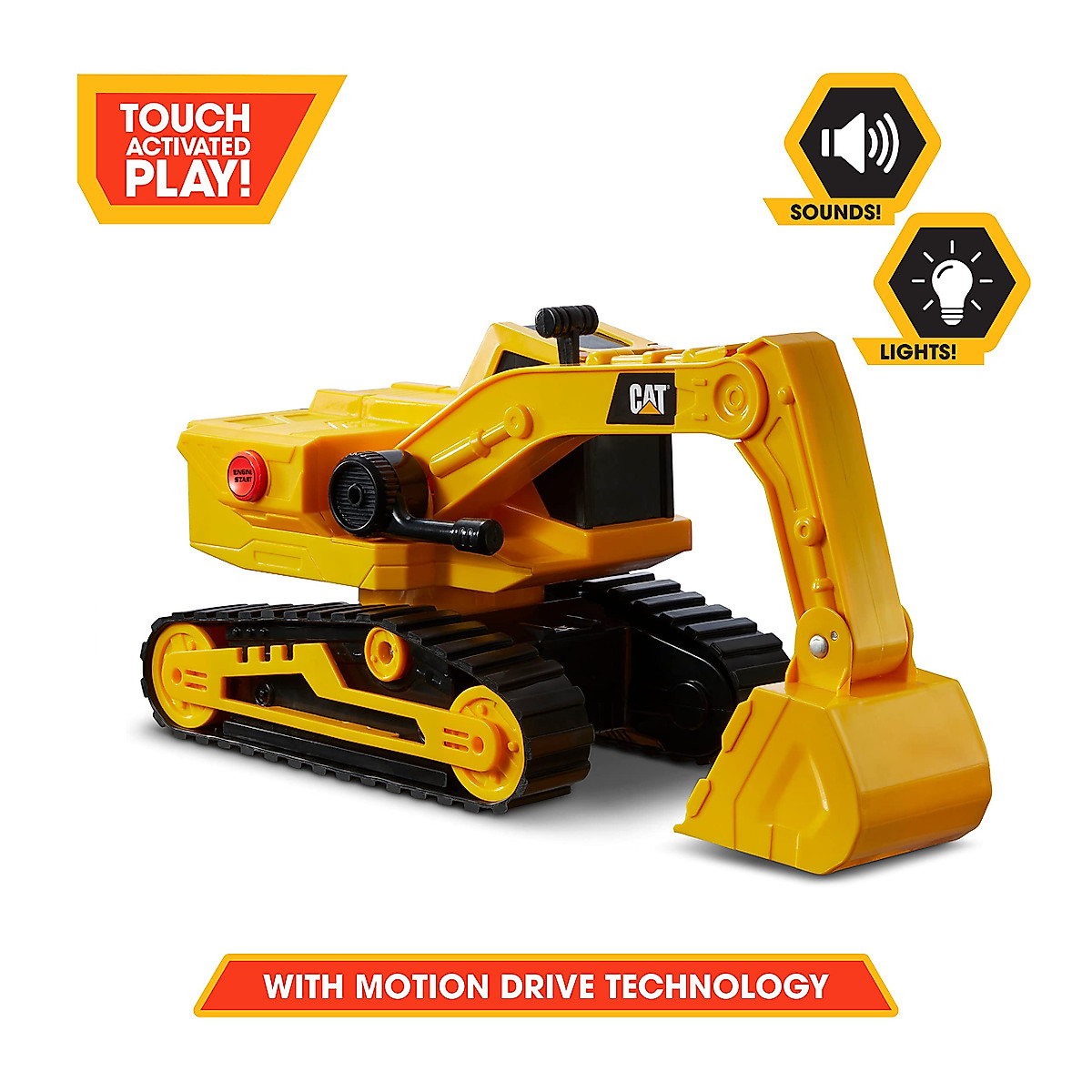 CAT Construction Toys, 11.5" Power Haulers Excavator, Realistic Lights & Sounds, Motion Drive Technology, Working Features, and Interactive Play for Ages 3+