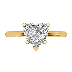 Clara Pucci 2.0 ct Heart Cut Solitaire Moissanite 5-Prong Engagement Wedding Bridal Promise Anniversary Ring 18K Yellow Gold Size 6