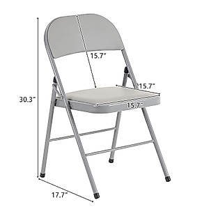 Karl home 6 Pack Grey Folding Chairs with Padded Seats for Outdoor & Indoor, Portable Stackable Commercial Seat with Steel Frame for Events Office Wedding Party, 330lbs Capacity