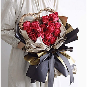 NatureMan 20 Sheets two-color Double Sided Flower Wrapping Paper,Florist Bouquet Supplies,Waterproof Floral Wrapping Paper,DIY Crafts,Gift Packaging or Gift Box Packaging Paper22.8X22.8 Inch (Black)