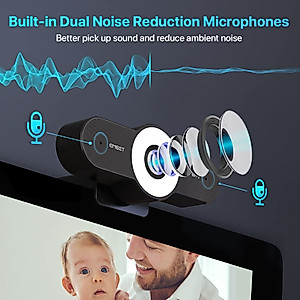 EMEET 1080P Webcam with Microphone - 60FPS Streaming Camera with Light, 3 Level Lights, 2 Noise-Cancelling Mics, C970L Computer Camera with Privacy Mode, Autofocus HD Webcam for Meeting/Gaming/Class