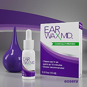 EOSERA Ear Wax MD Kit - Fast-Acting Ear Wax Removal Drops | Breaks Down & Dissolves Wax in Just 1 Treatment | Clinically Proven | Gentle & Safe | Includes Rinsing Bulb | 15mL